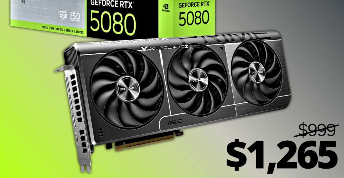 کارت گرافیک GeForce RTX 5080 PRIME ایسوس اکنون 1265 دلار قیمت دارد - سخت افزار مگ
